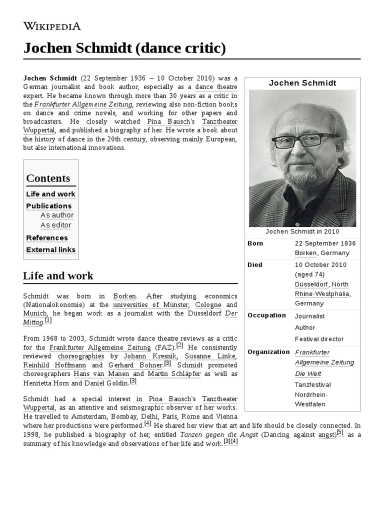 Jochen Schmidt (Dance Critic) | PDF