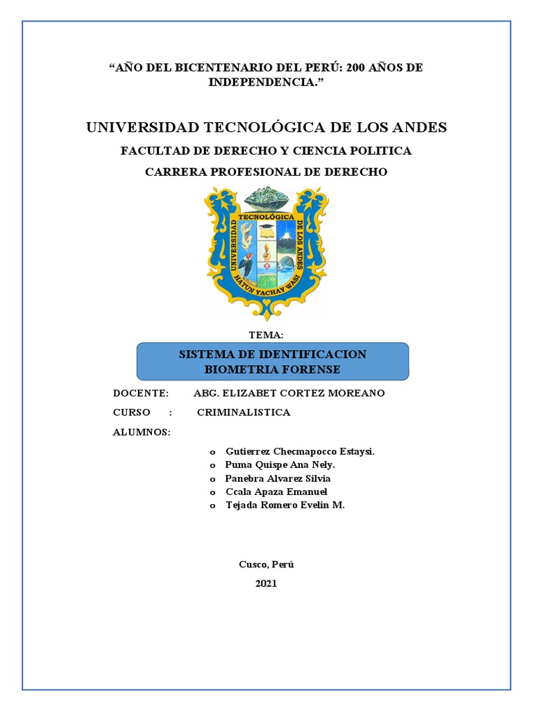 Monografia Biometria Forense Ultimo | PDF | Biometría | Huella dactilar