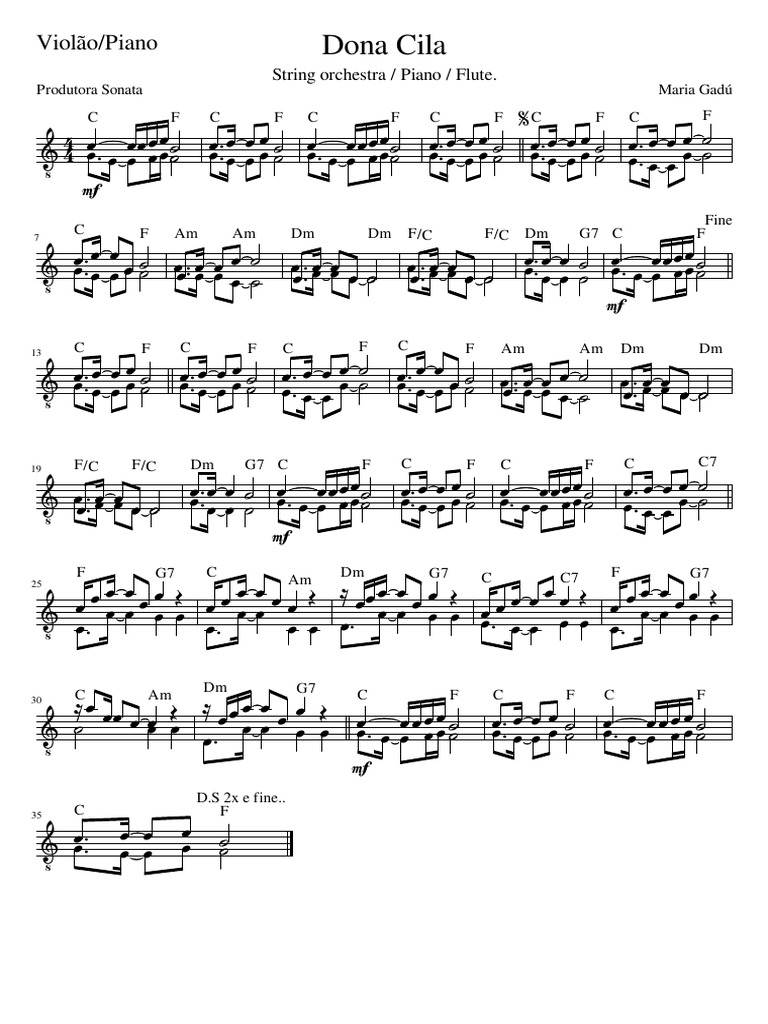 Dona Cila-Violão | PDF | Musical Instruments | Classical Music