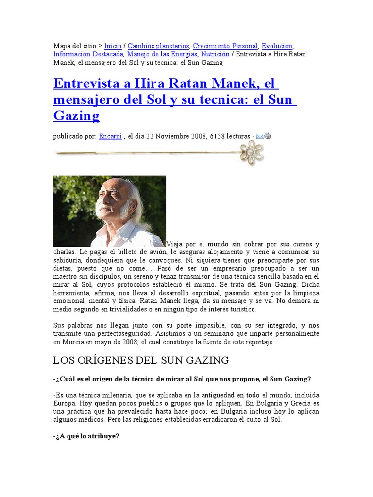 Sun Gazing: Técnica de Hira Ratan Manek | PDF | Dom | Mente