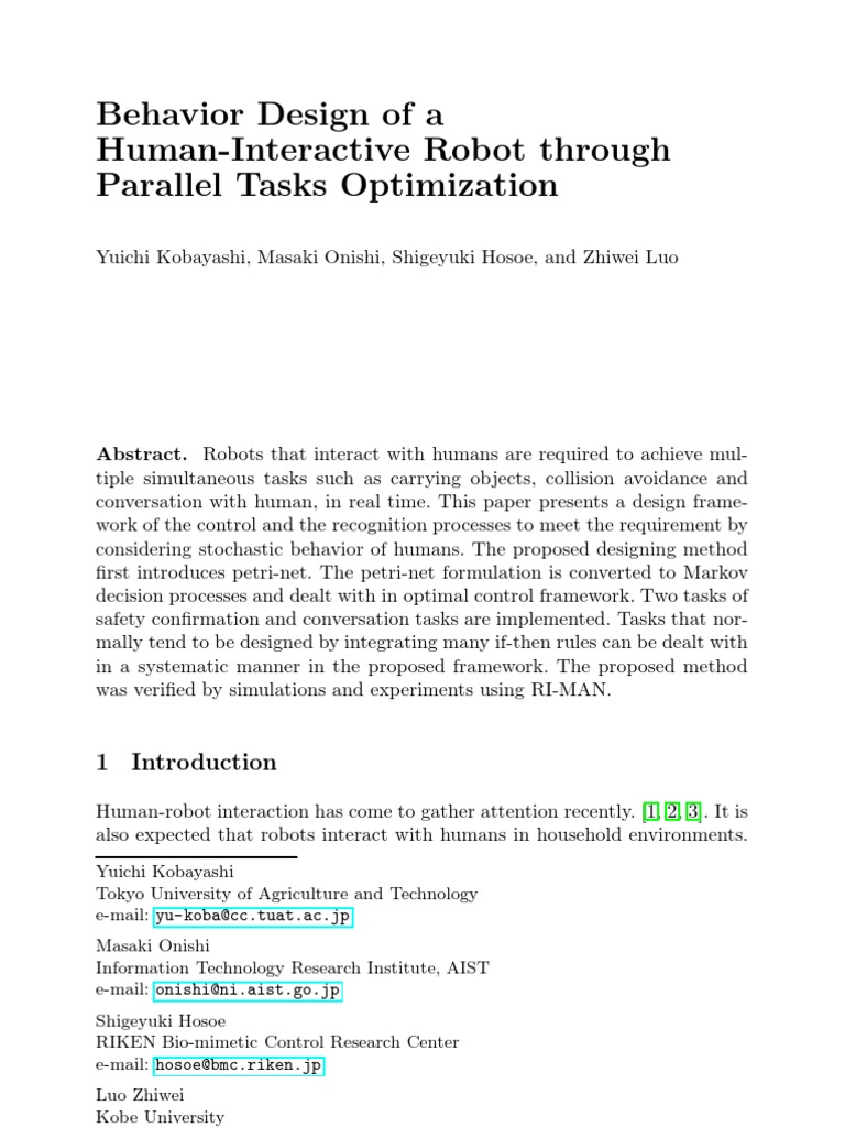 Behavior Design of A Human-Interactive Robot Through Parallel Tasks ...