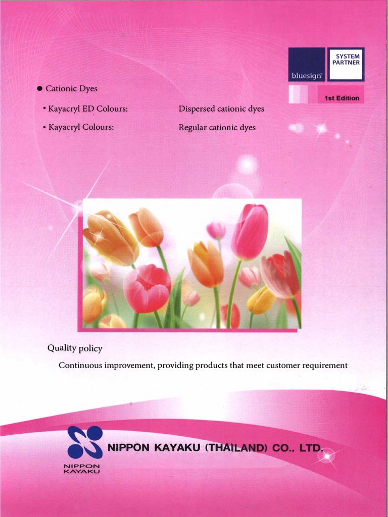 Cationic Dyes: - Kayacryl EJ? Colours | PDF