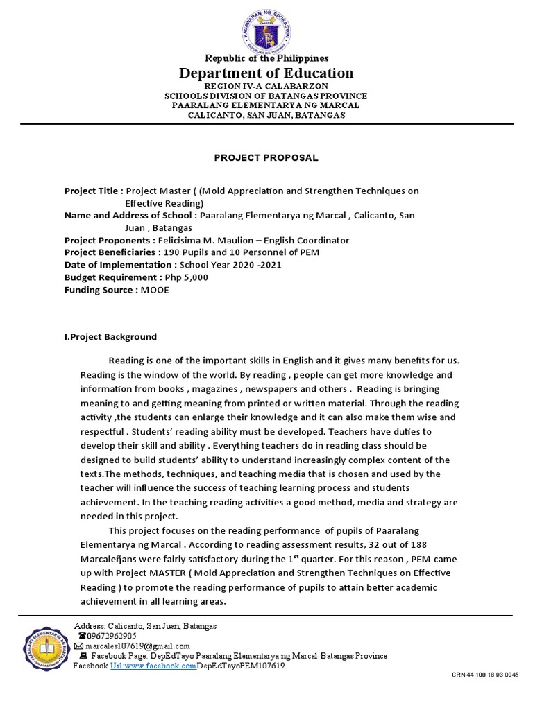 PROJECT MASTER Project Proposal | PDF | Teachers | Education Theory