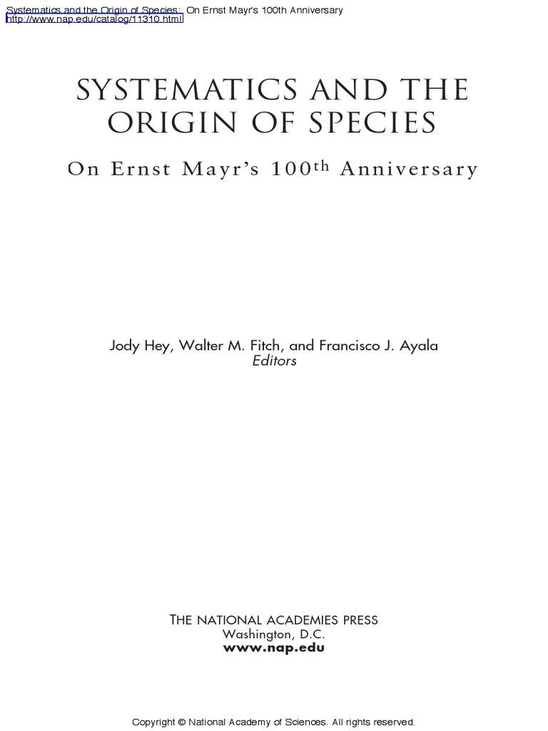 Systematics and The Origin of Species | PDF | Evolution | Natural Selection