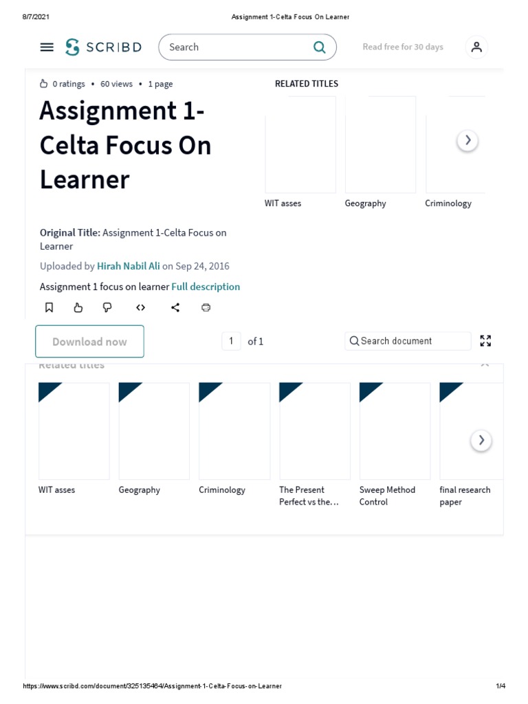 Assignment 1-Celta Focus On Learner | PDF | Scribd | Communication