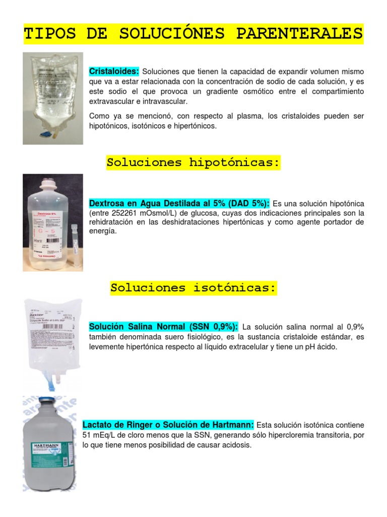Tipos de Soluciónes Parenterales | PDF Tipos de Soluciónes Parenterales | PDF