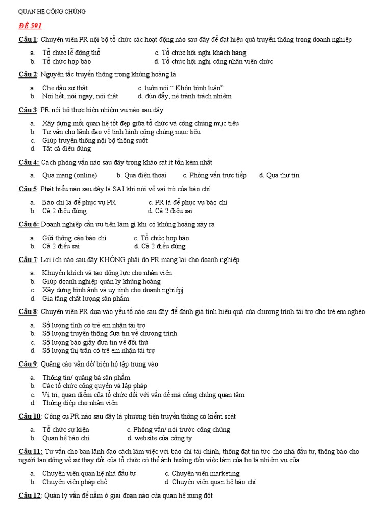 ĐỀ THI QHCC | PDF