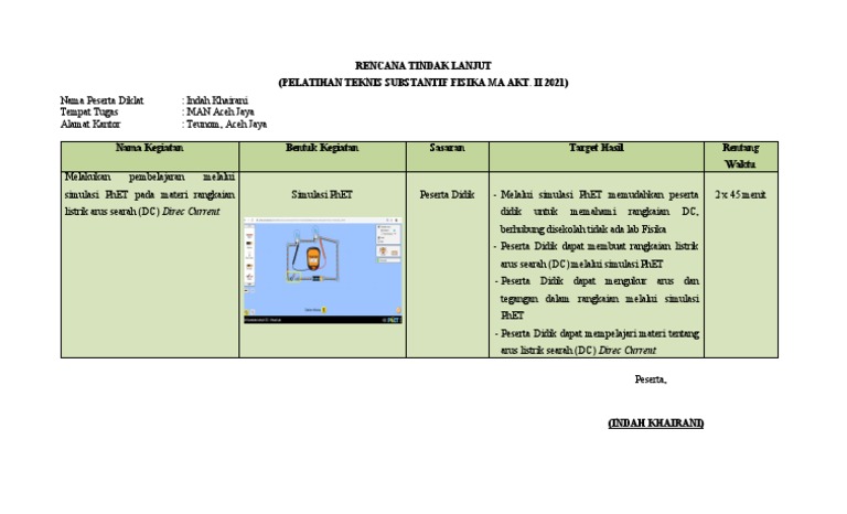 Rencana Pembelajaran Simulasi PhET DC | PDF