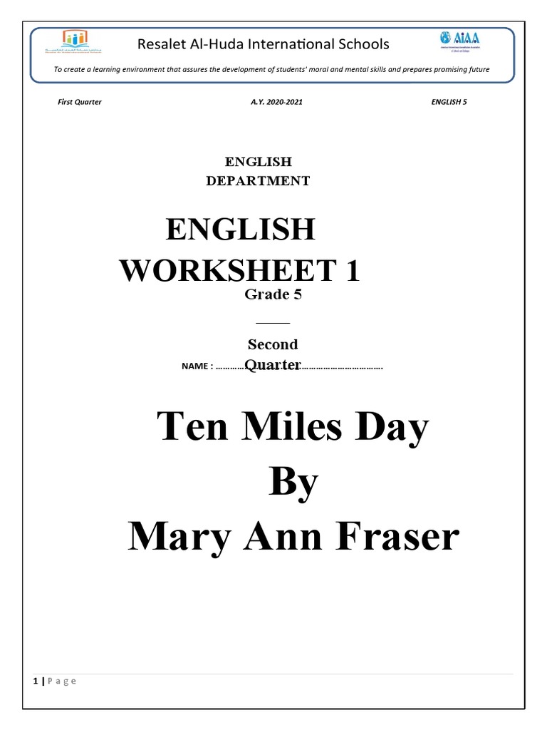 Worksheet Ten Miles Day Grammar | PDF | Pronoun | Grammatical Number