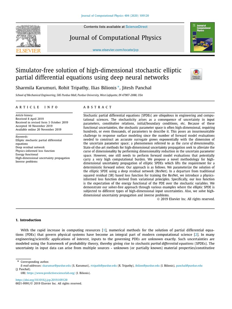 Simulator Free Solution Of High Dimensional Stochastic Elliptic Partial