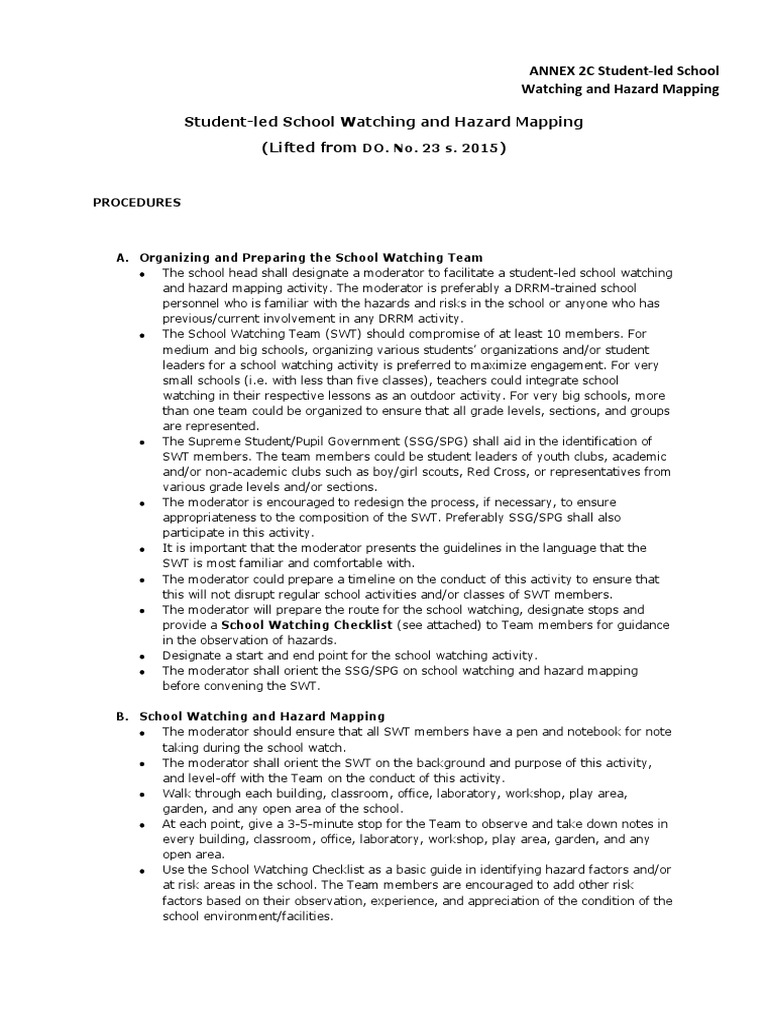 Student-Led School Hazard Identification and Risk Mapping | PDF
