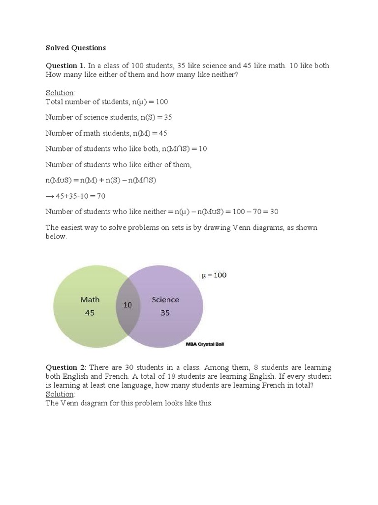 Practice Questions 1 - Set Theory | PDF | Mathematics