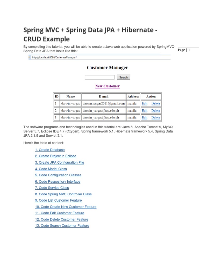 Spring Mvc Data Jpa Hibernate Pdf Spring Framework Class Computer Programming