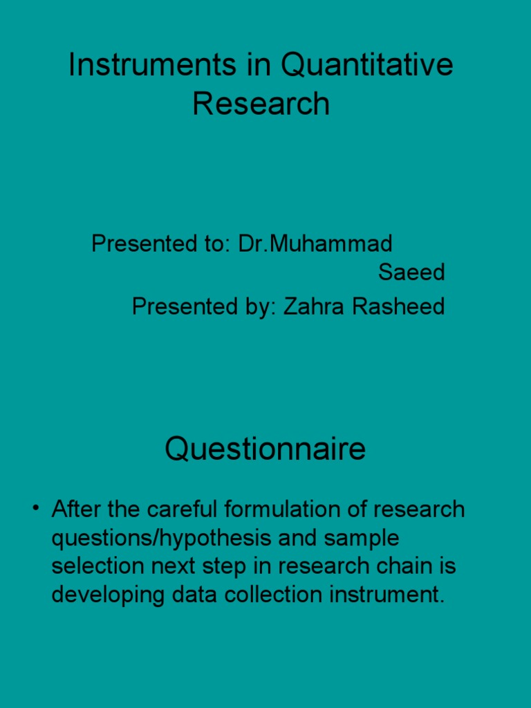 Instruments in Quantitative Research | PDF | Questionnaire | Validity ...