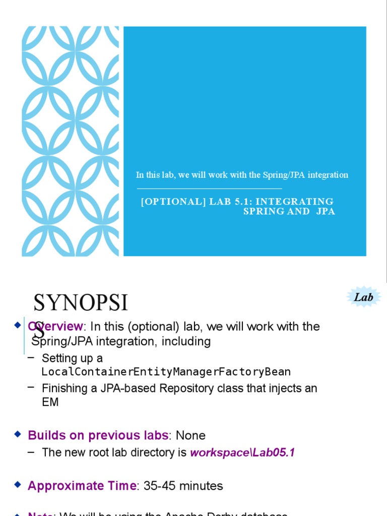 (Optional) Lab 5.1: Integrating Spring and Jpa | PDF | Information Technology Management | Databases