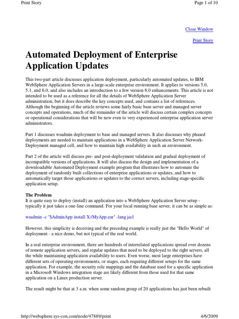 Automated Deployment of Enterprise Application Updates | PDF ...