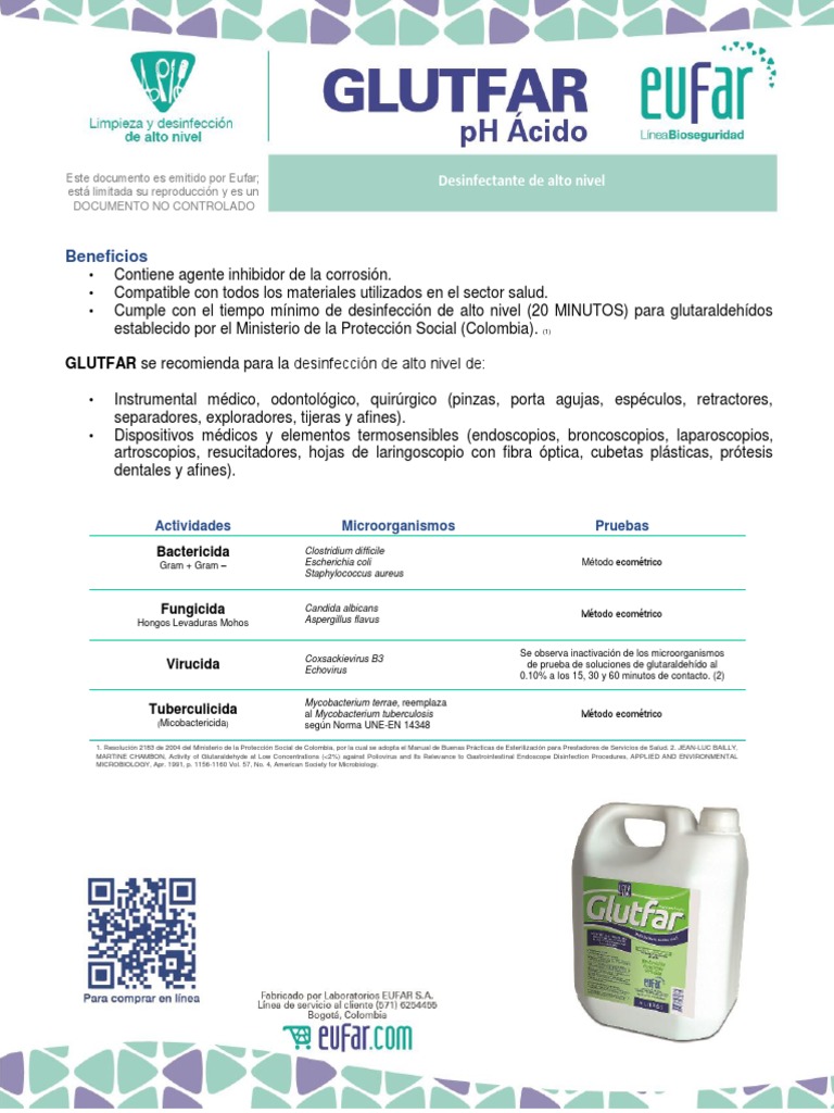 Ficha Tecnica Glutfar Acido | PDF | Agua | Biología