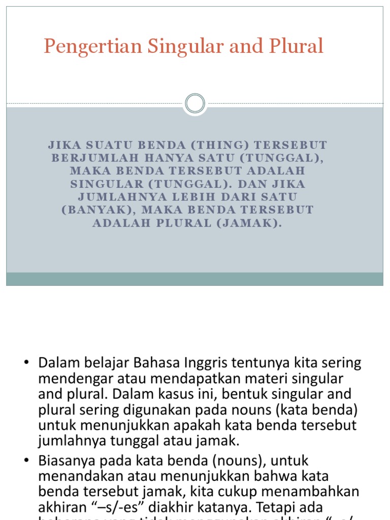 Pengertian Singular And Plural Pdf