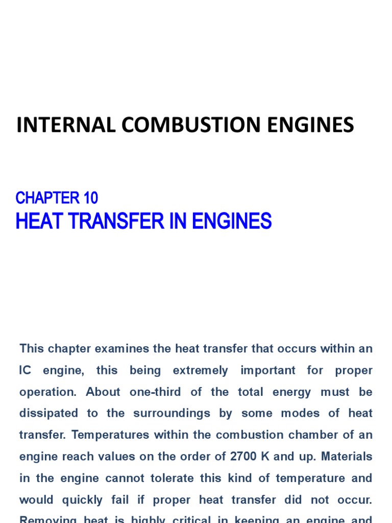 Chapter 10 - Heat Transfer in Engines | PDF | Heat Transfer | Engines