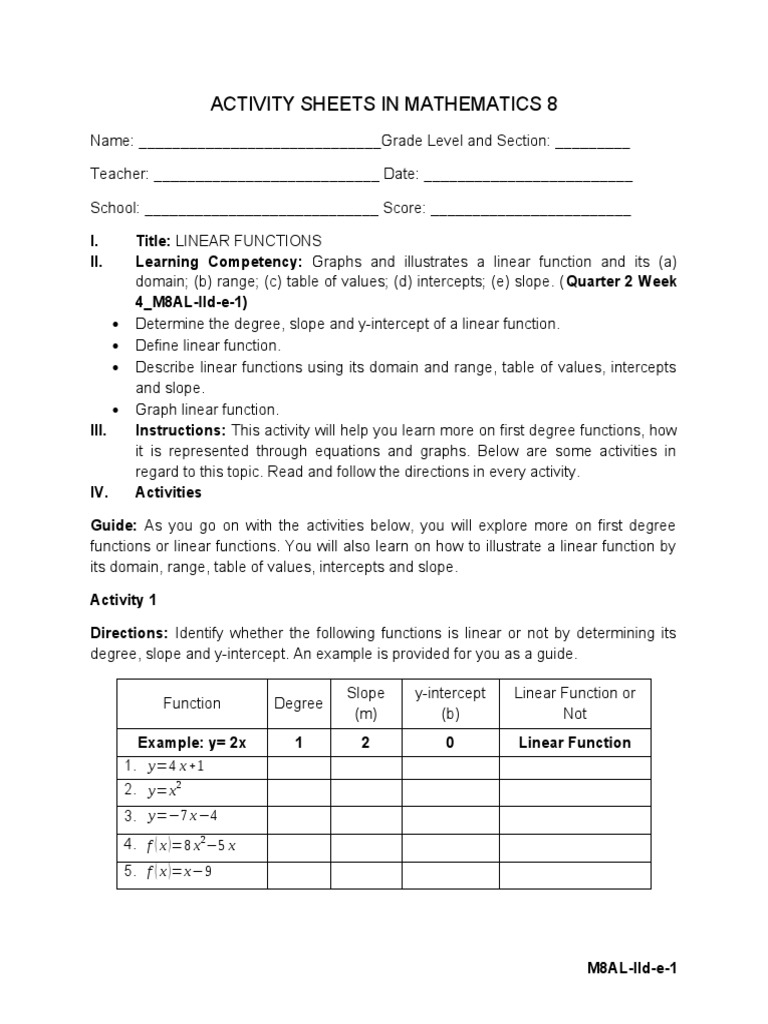 Linear Functions | PDF | Function (Mathematics) | Linearity