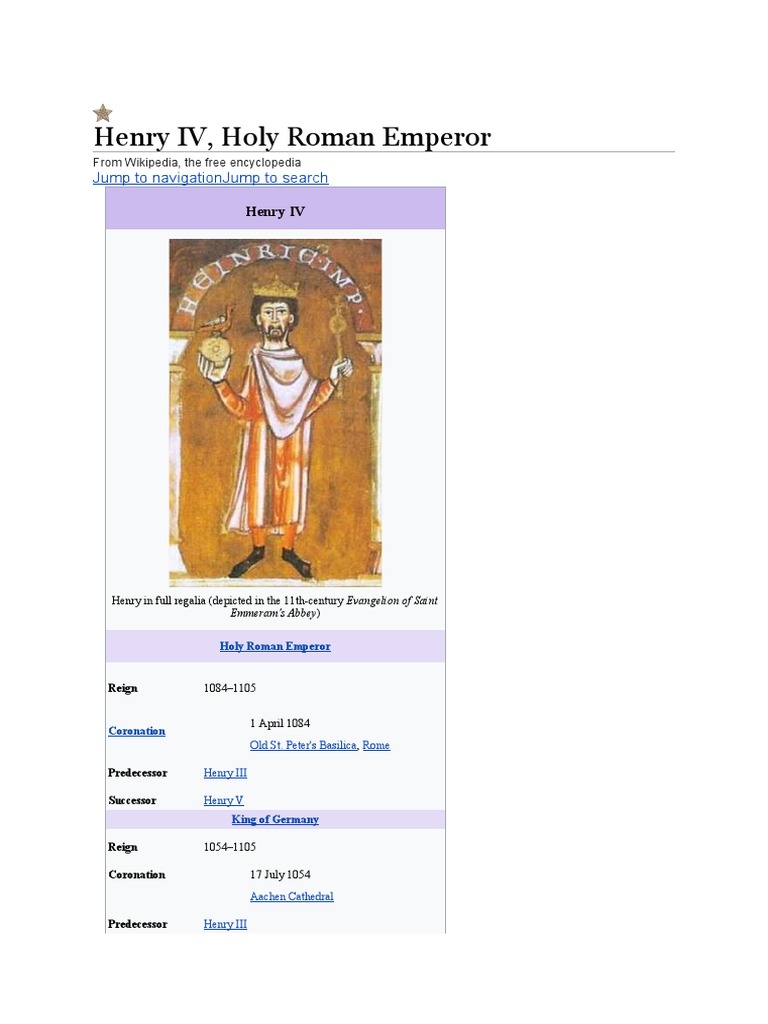 Henry IV, Holy Roman Emperor: Jump To Navigation Jump To Search | PDF ...