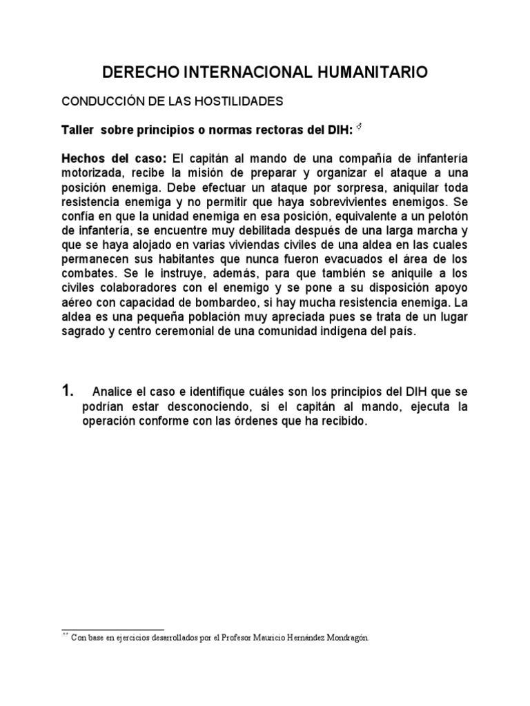 Taller Sobre Principios Del DIH | PDF