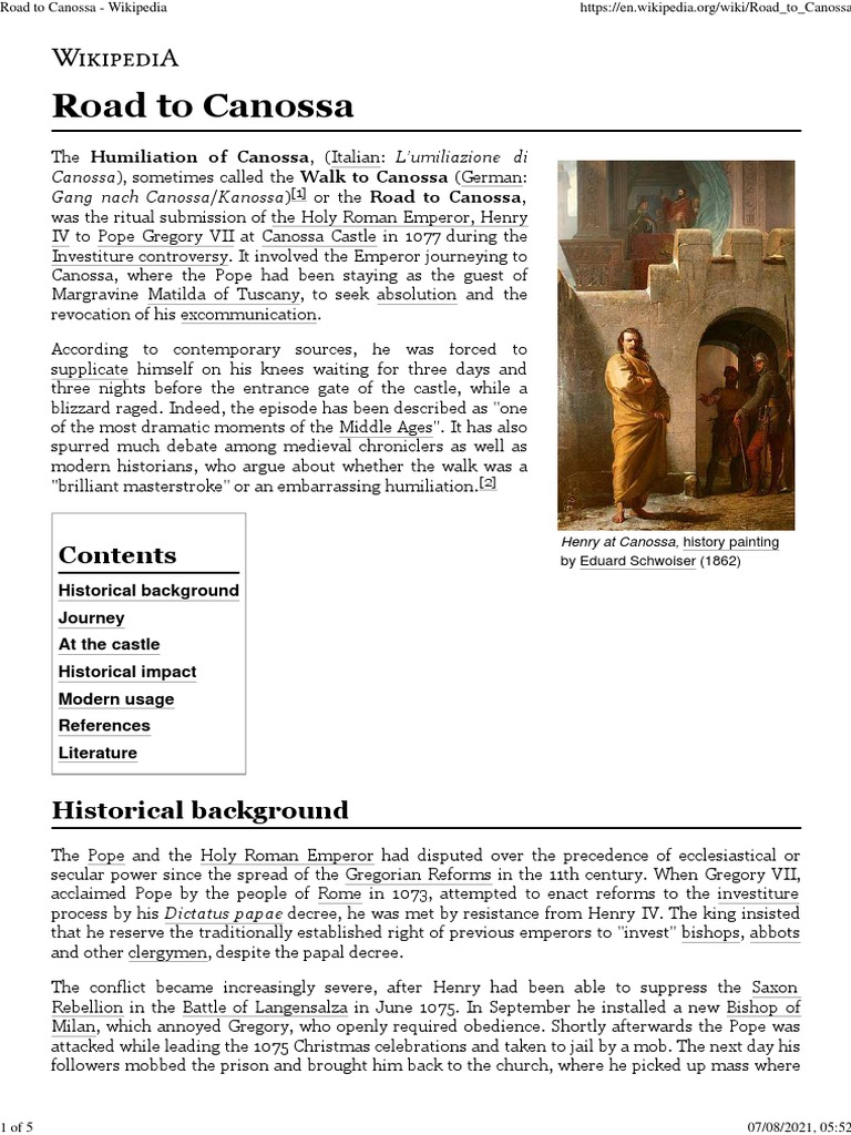 Road To Canossa | PDF | Holy See | Catholic Church