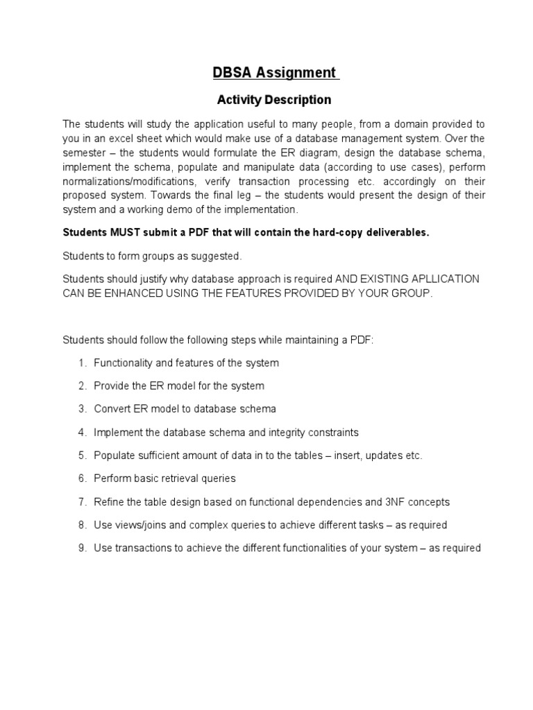 DBSA-ASSIGNMENT Work - by Prof. Pradnya-10 Marks | PDF | Databases | Relational Database