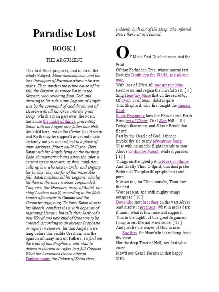 Paradise Lost: Book 1 | PDF Paradise Lost: Book 1 | PDF