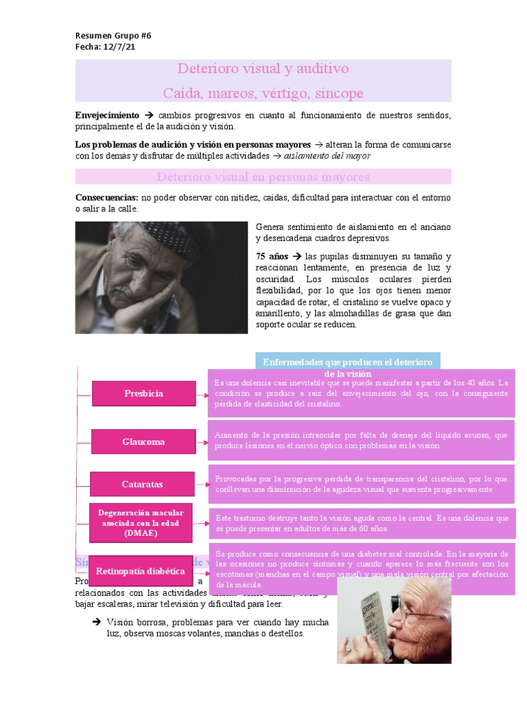 Deterioro Visual y Auditivo | PDF | Ojo humano | Especialidades Medicas