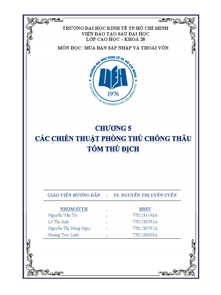 (M&a) Chuong 5 - Nhom 10 - Bai Soan | PDF