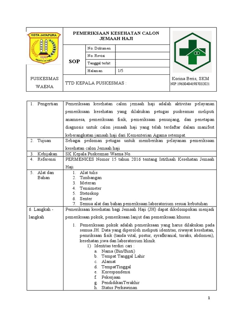 SOP Layanan Haji | PDF