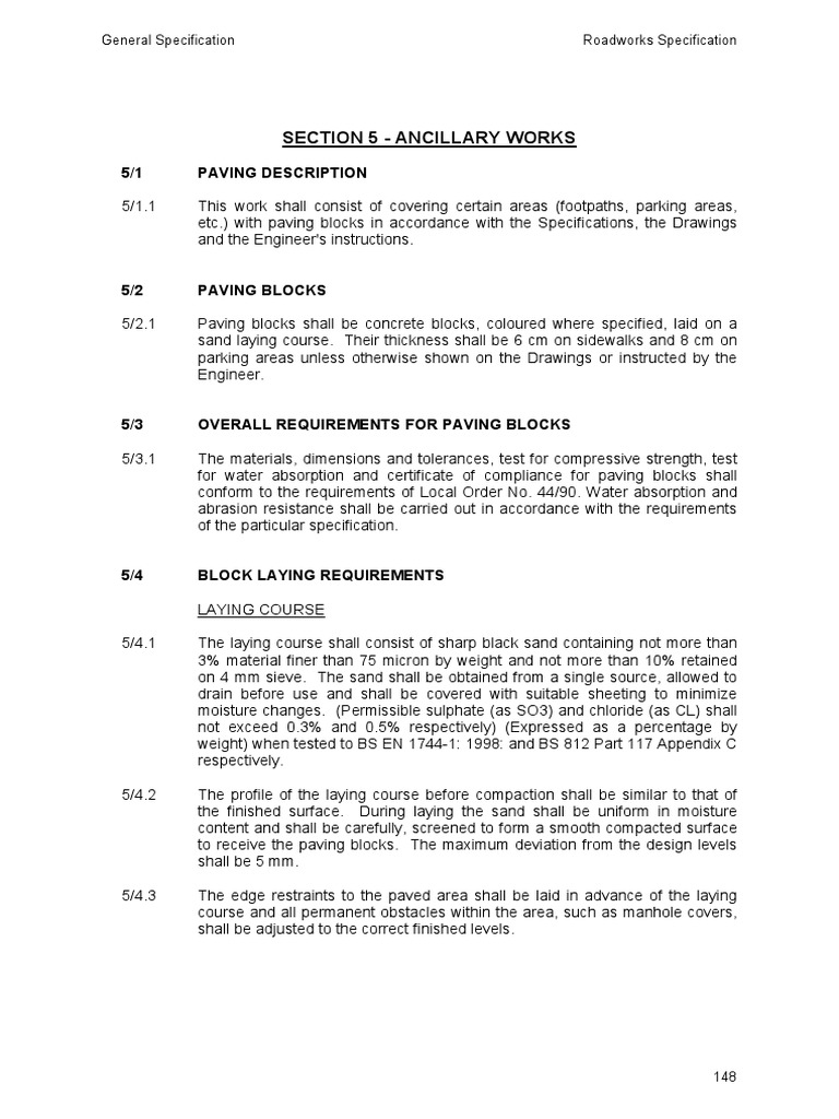 Specification For Paving Blocks | PDF | Sand | Specification (Technical ...