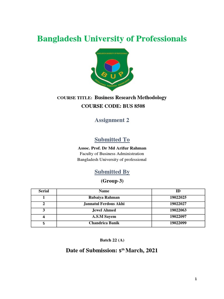 Bangladesh University of Professionals: Assignment 2 | PDF | Retail | Goods