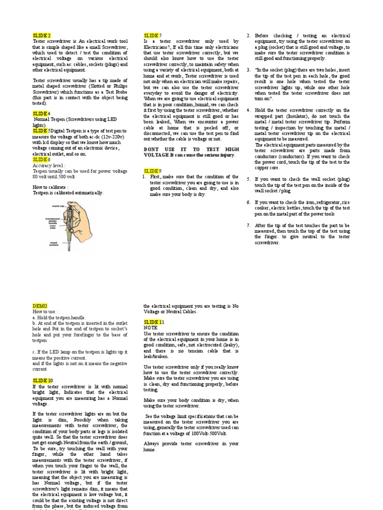 How To Use Test Pen | PDF | Electronics | Equipment