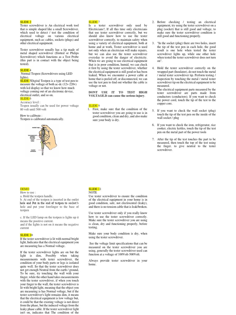 How To Use Test Pen | PDF | Components | Electronics