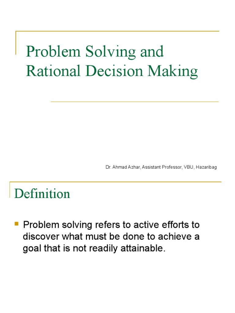 Rational Problem Solving Techniques | PDF | Decision Making | Rationality