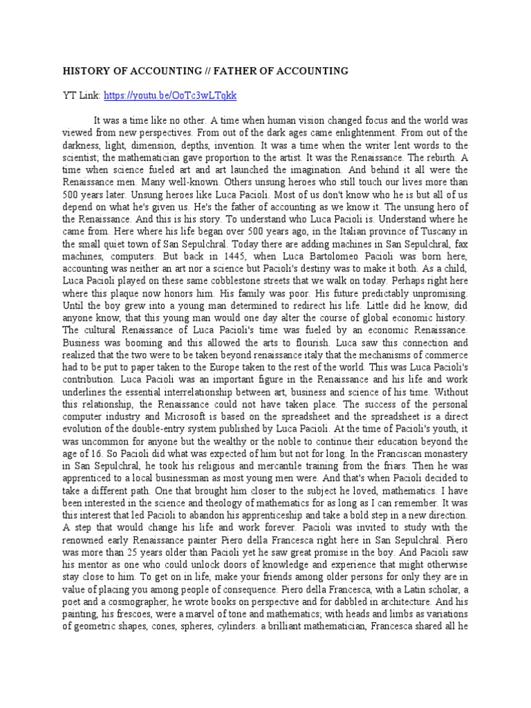 History of Accounting // Father of Accounting | PDF | Leonardo Da Vinci
