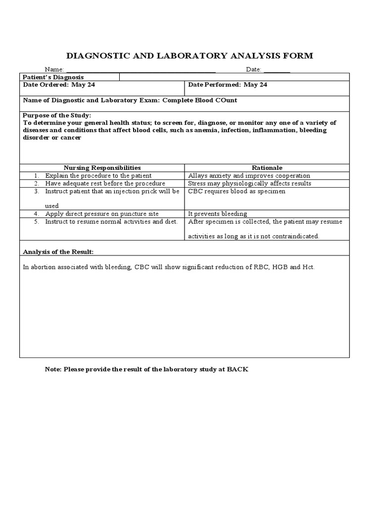 CBC Test: Patient Guidance | PDF