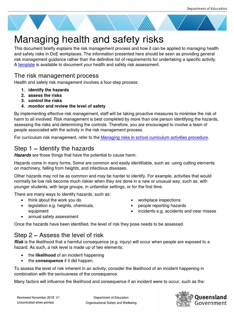 Managing Health Safety Risks | PDF | Risk | Risk Management