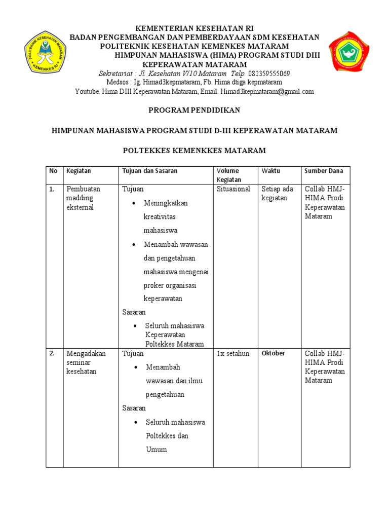 Proker Hima D.iii Kep 2021 | PDF | Bisnis | Sains & Matematika