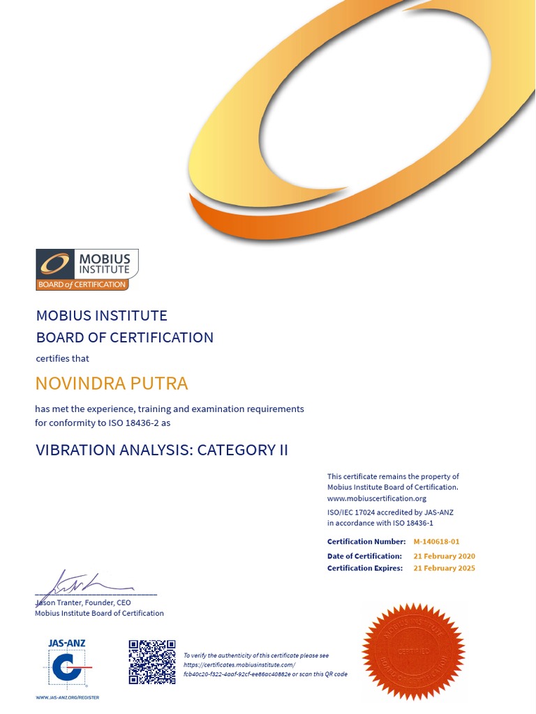 ISO 18436-2 Vibration Analysis Certification | PDF