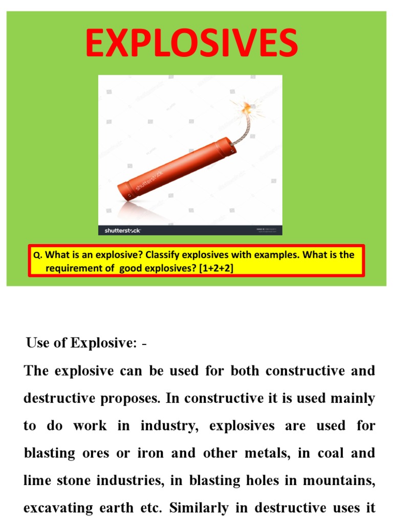 Explosives: What Is An Explosive? Classify Explosives With Examples ...