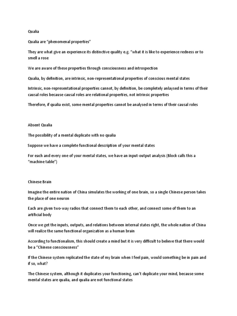 Qualia and Mentality in General | PDF | Qualia | Philosophical Movements