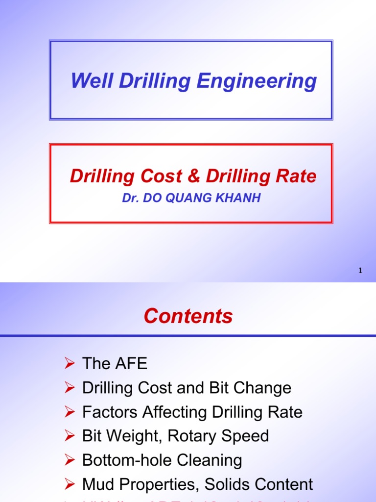 1B - Drilling Cost and Drilling Rate | PDF | Drilling Rig | Drilling