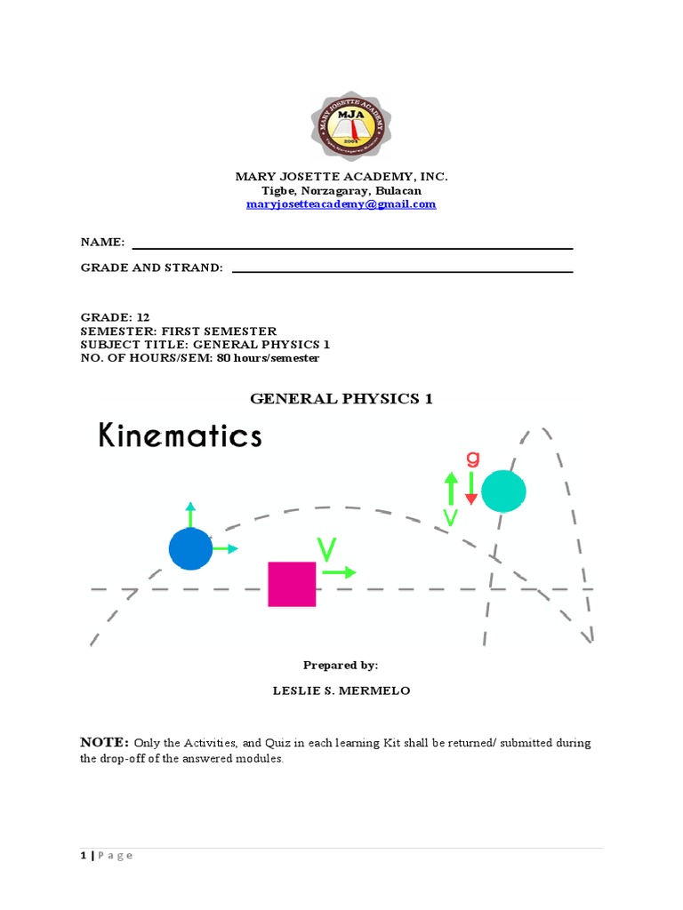 Grade 12 Physics: Kinematics Module | PDF | Acceleration | Velocity