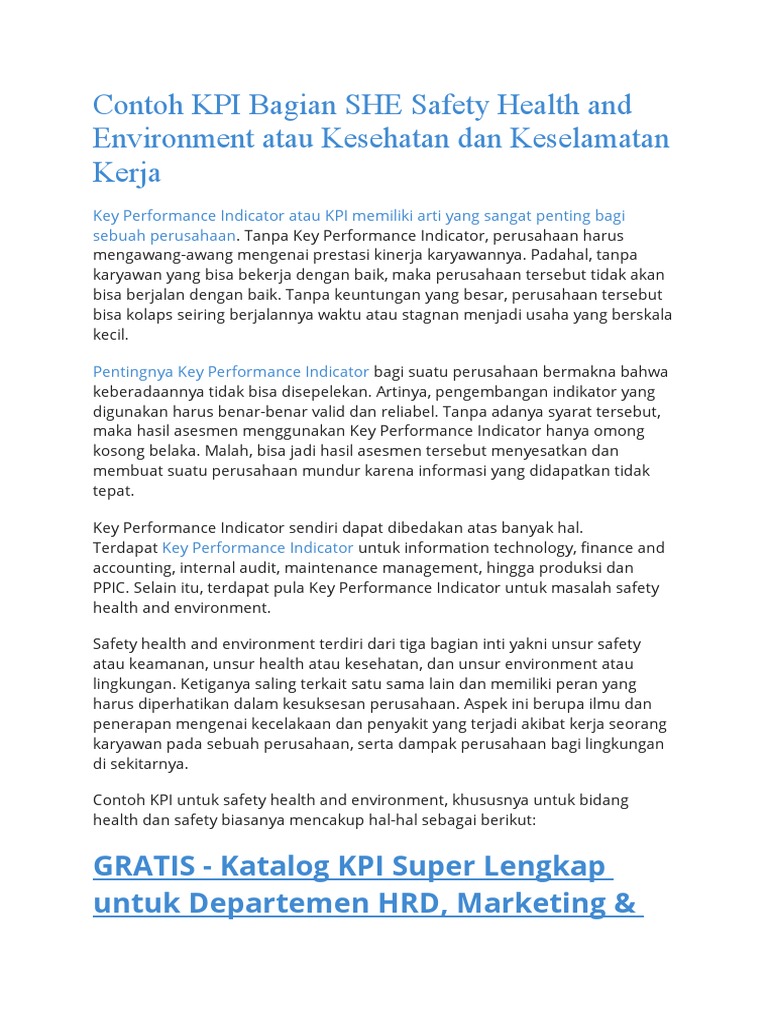 Contoh KPI | PDF | Karier & Perkembangan | Bisnis