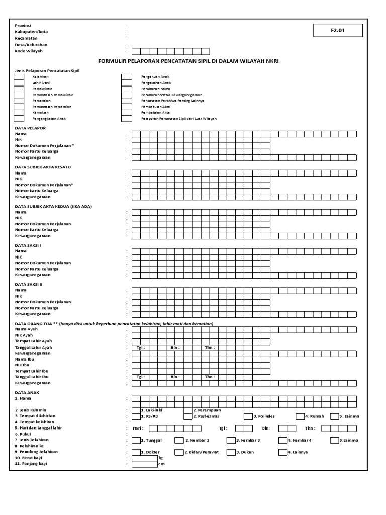 Formulir F2 01 | PDF