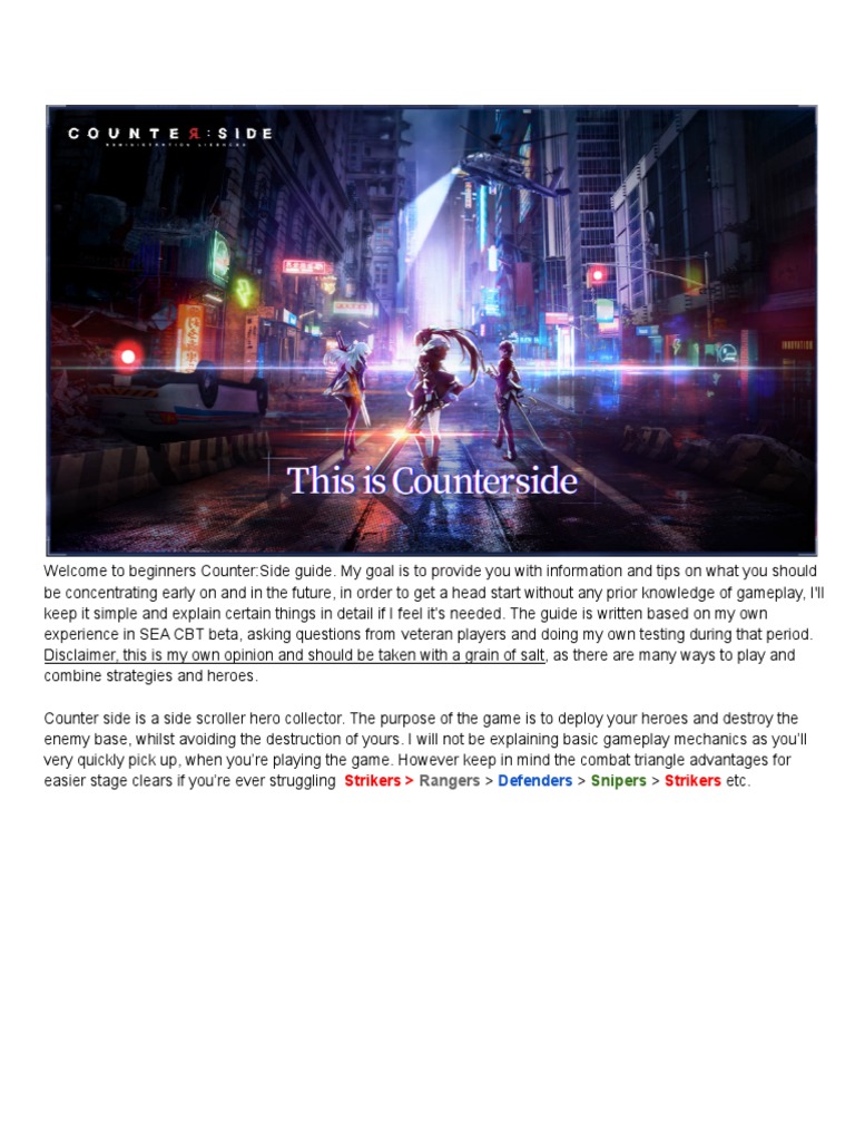 A Comprehensive Guide for Beginners to Counter:Side - Tips on Character ...