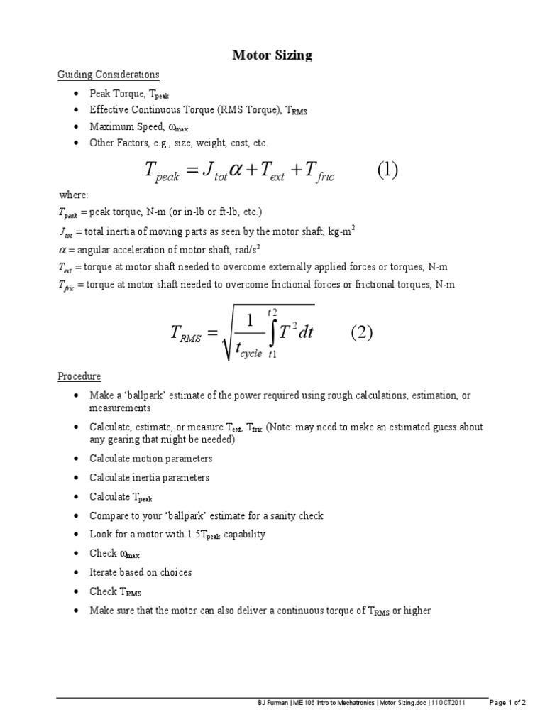 Motor Sizing Principles 3 | PDF | Electric Motor | Voltage
